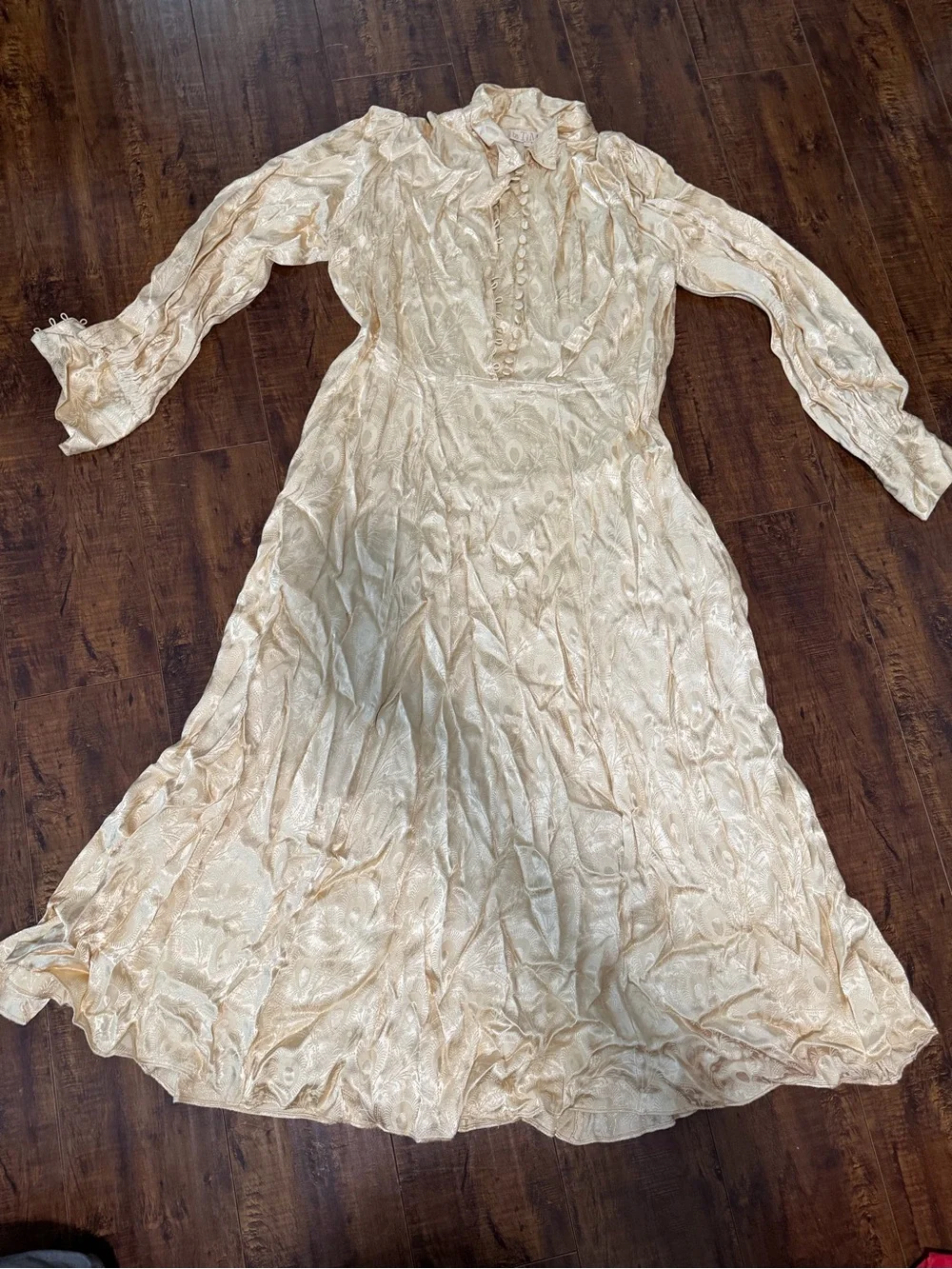 Bytimo | Dresses | Cream Long Sleeve Midi Dress With Buttonfront Detail ...